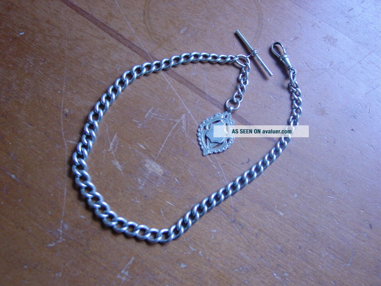 LOVELY ANTIQUE HALLMARKED SILVER ALBERT WATCH CHAIN WITH FOB | #621632