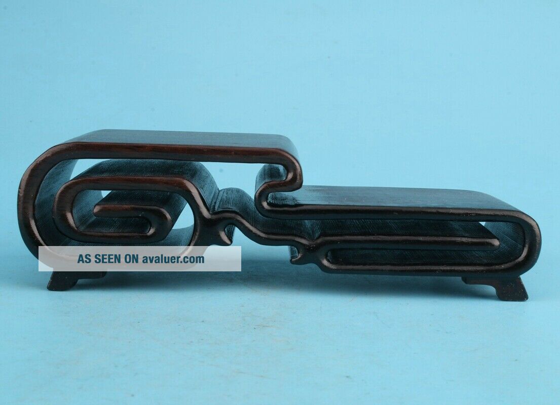UNIQUE HAND - CARVED CHINESE WOOD SNUFF BOTTLE SHELF BASE STAND ...
