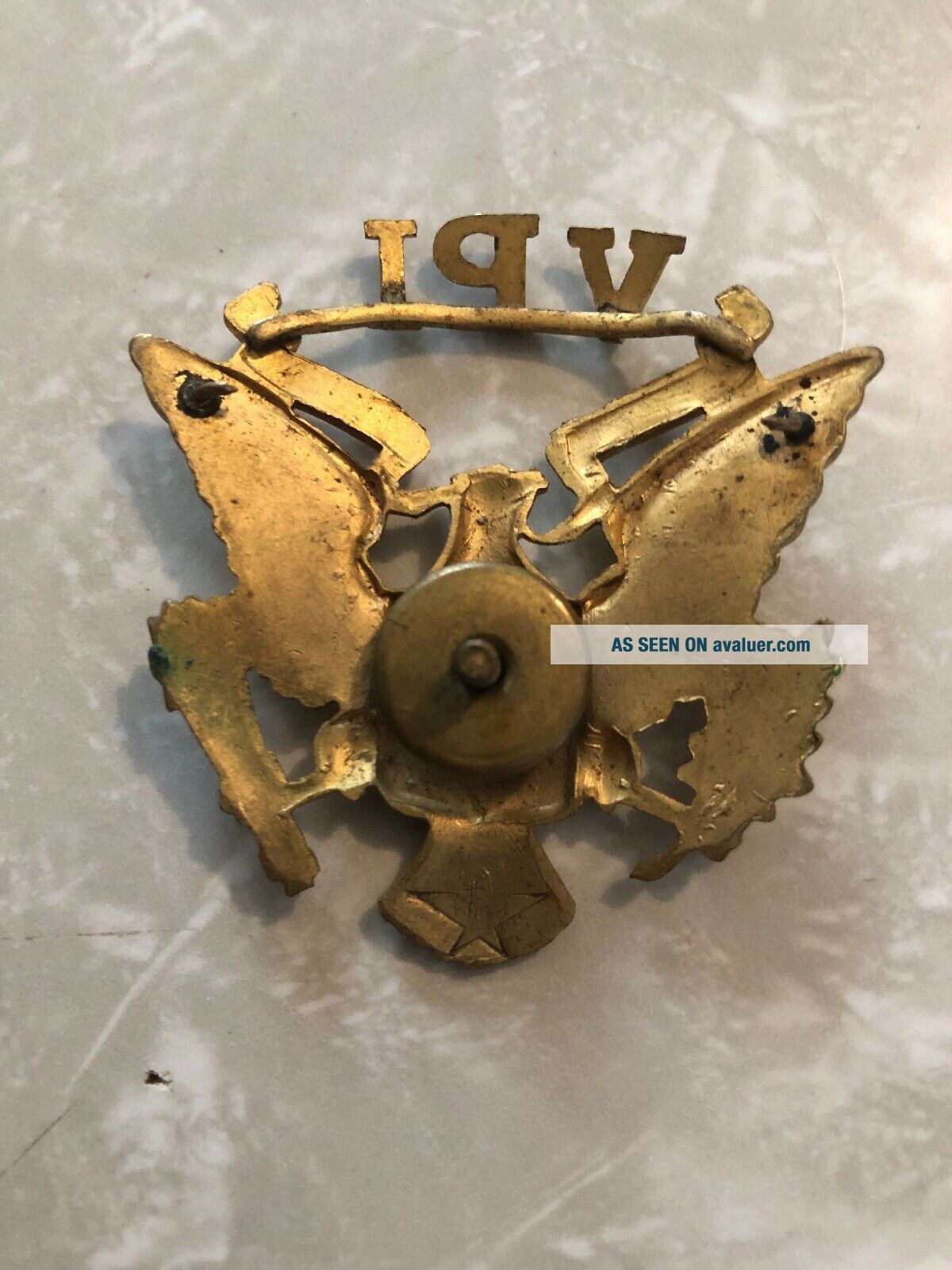 VPI Military Pin Back Badge WW1 Hat Badge Screw Back Virginia ...
