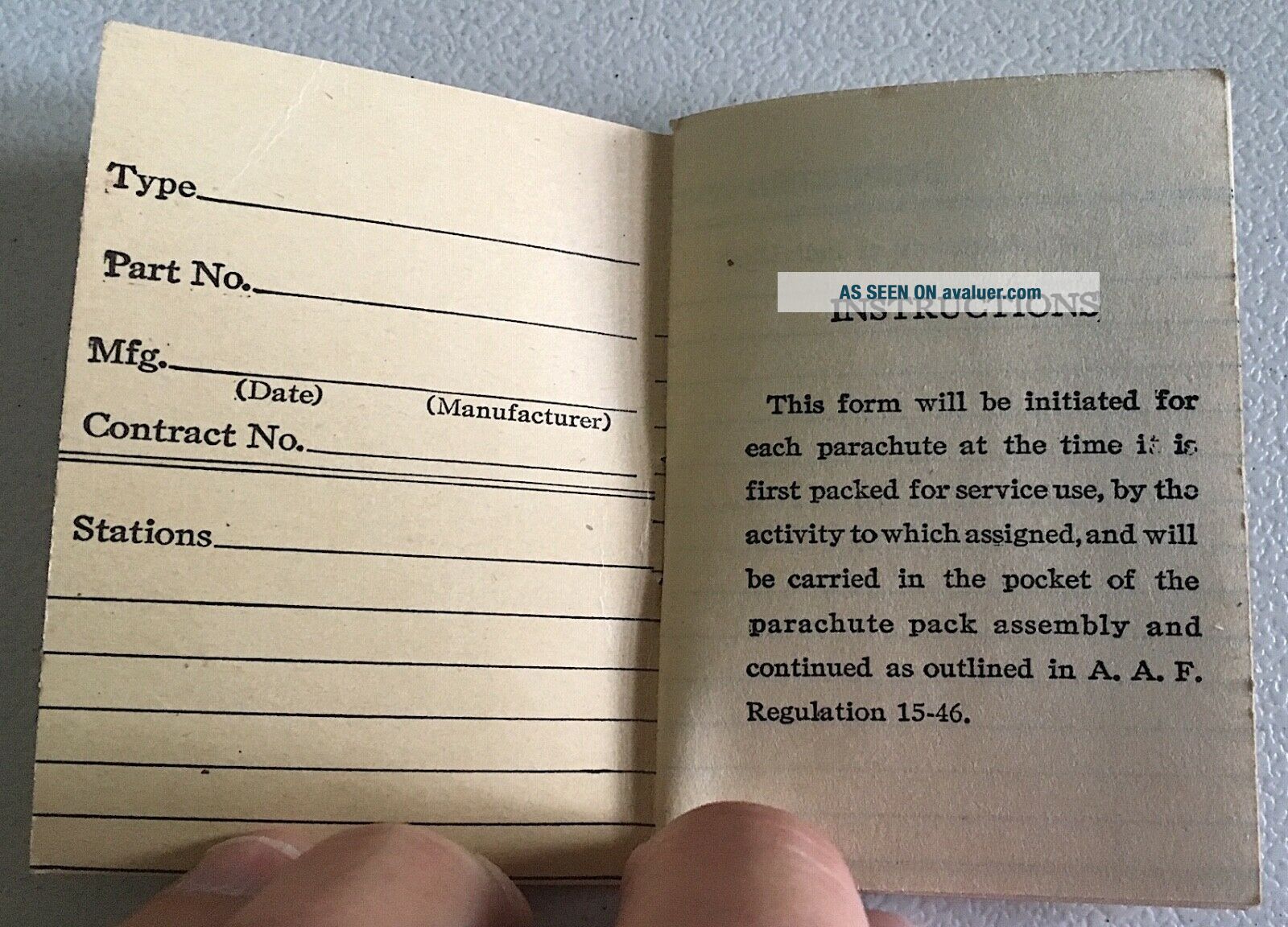 1943 WWII Parachute Log Record Book WW2 Army Air Force Paratrooper ...