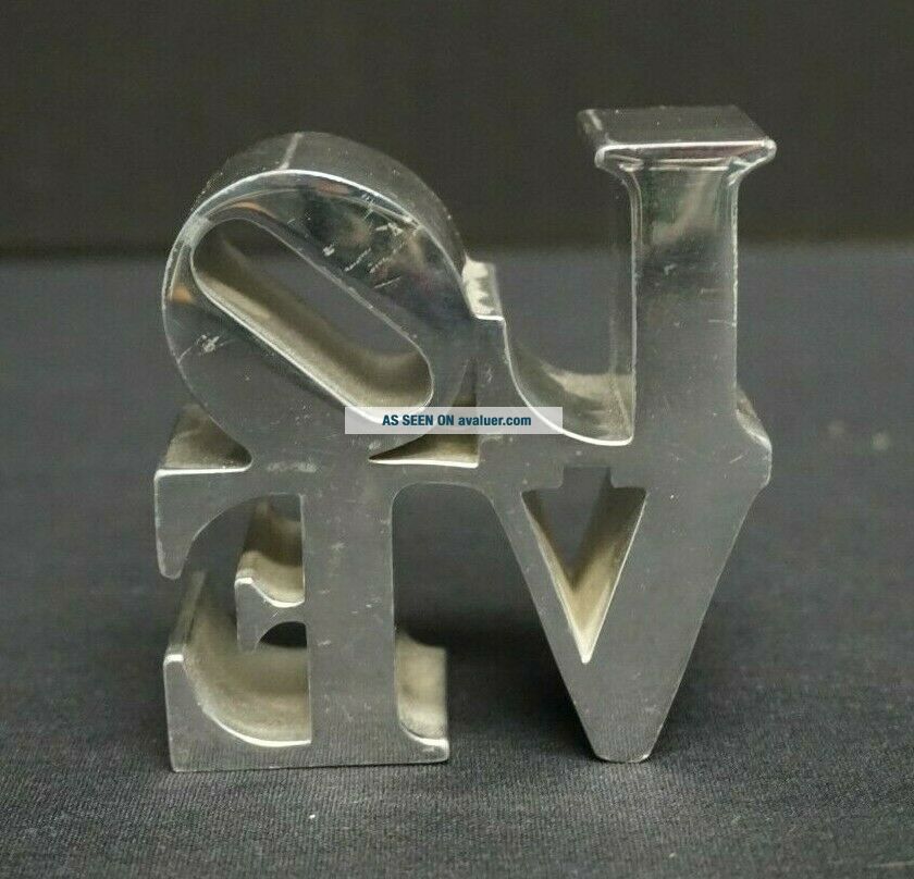 Vintage Robert Indiana LOVE Paperweight Chrome Pop Art Sculpture | #650775