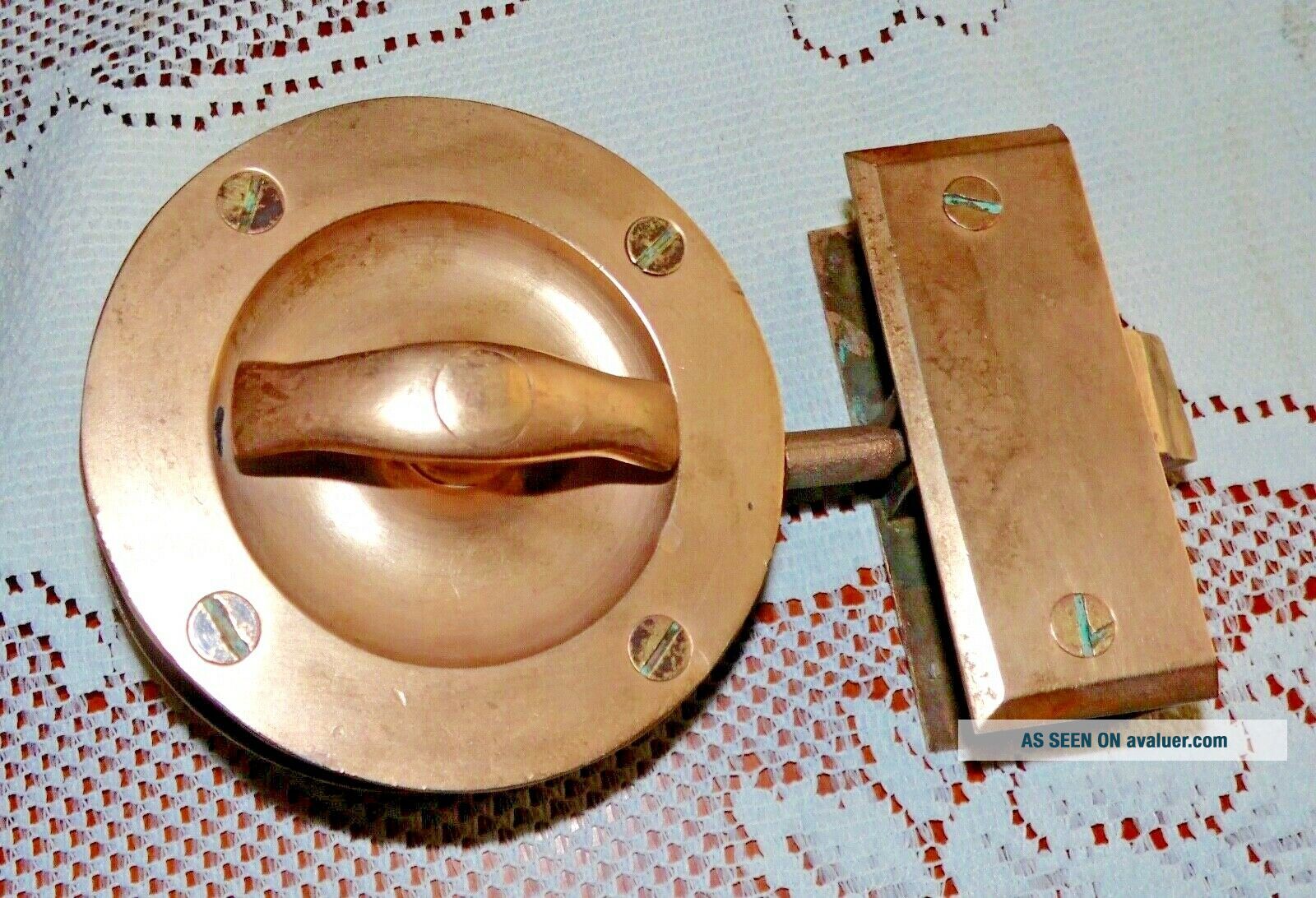Ship ' S Door Lock W. HALL & CO. BOSTON Round Lever Maritime Antique ...