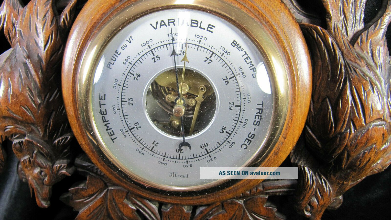 Antique Black Forest French Barometer Weather Station Hunting Hand ...