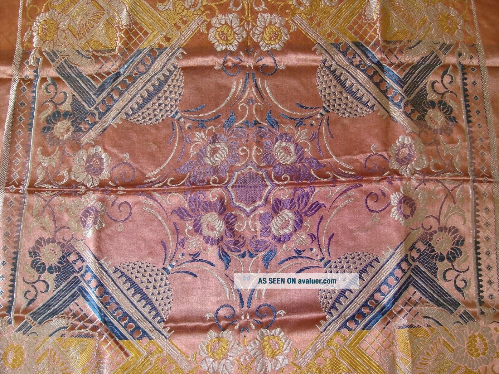 Vintage WWII Era Taj Mahal Silk Satin Piano Shawl Tablecloth Scarf W ...