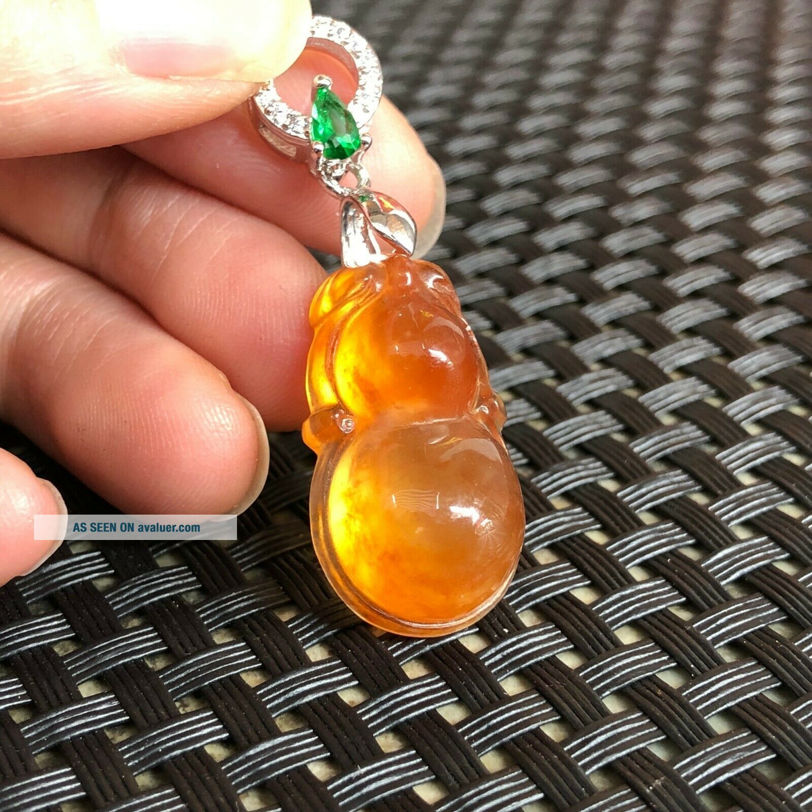 Rare Chinese Handwork S925 Silver & Natural Orange Jadeite Jade Gourd ...