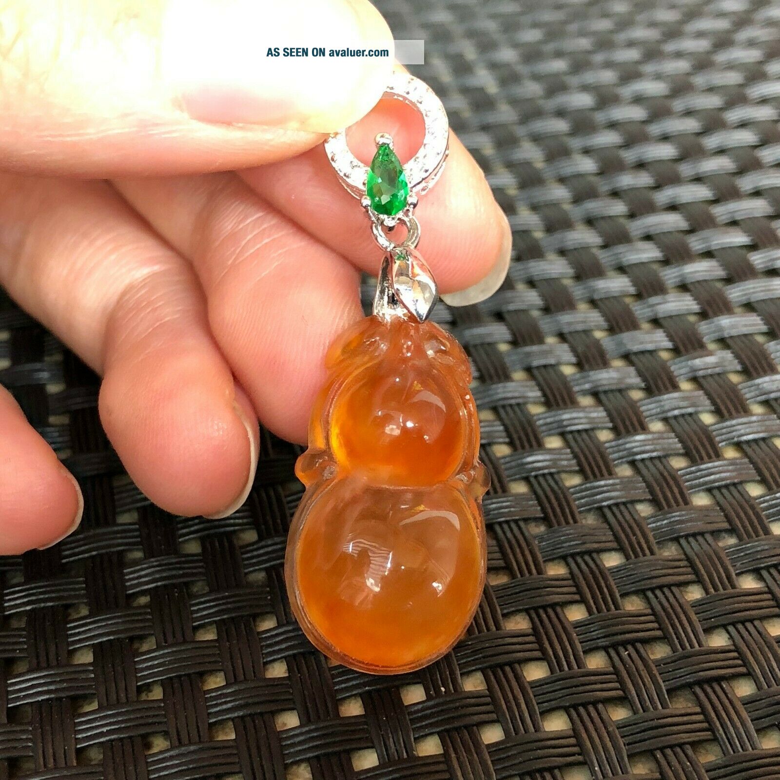 Rare Chinese Handwork S925 Silver & Natural Orange Jadeite Jade Gourd ...