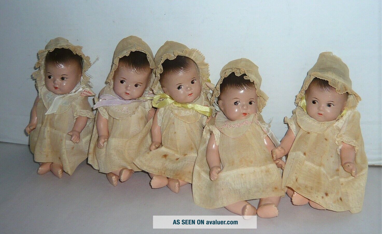 VINTAGE MADAME ALEXANDER DIONNE QUINTUPLET COMPOSITION DOLLS | #678354