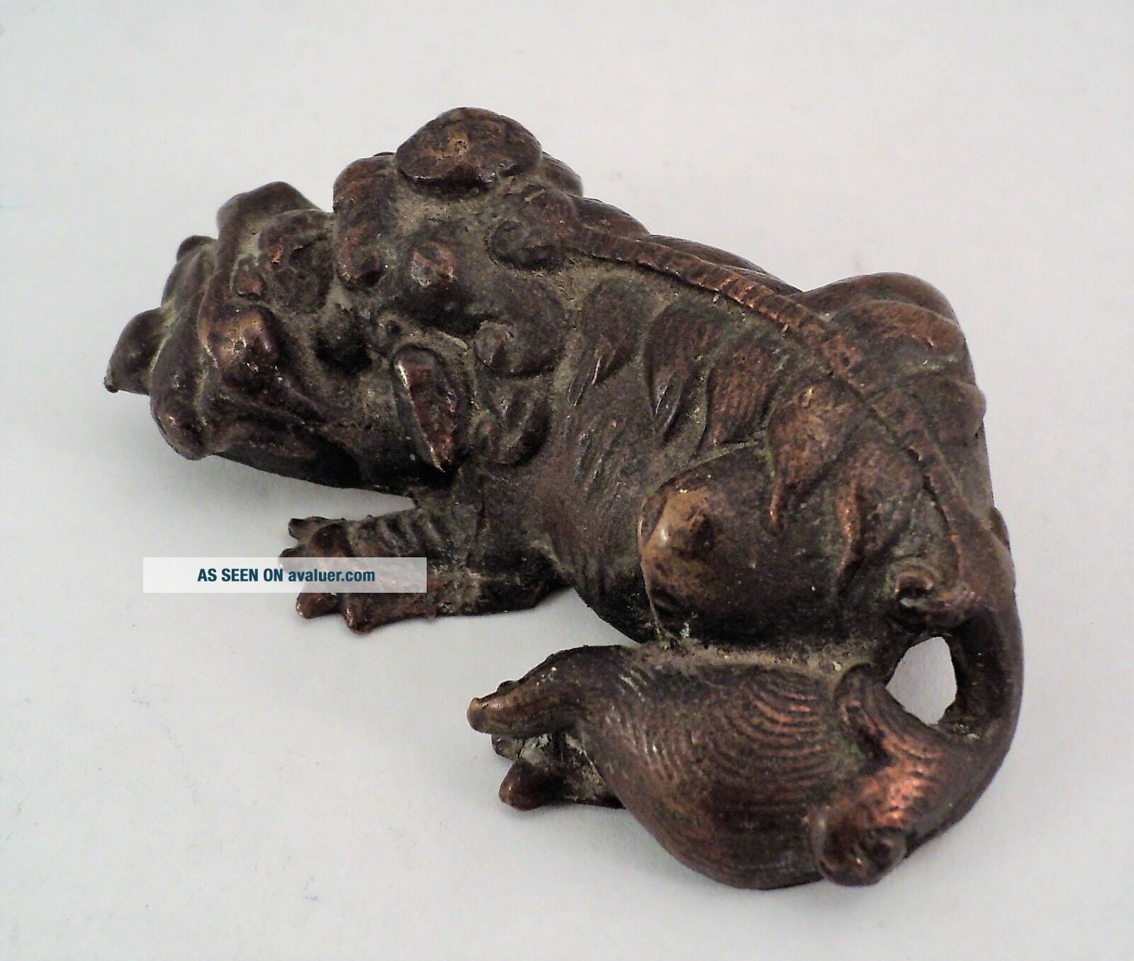 Vtg Antique Japanese Bronze Paperweight Foo Dog Shishi Signed Detailed ...