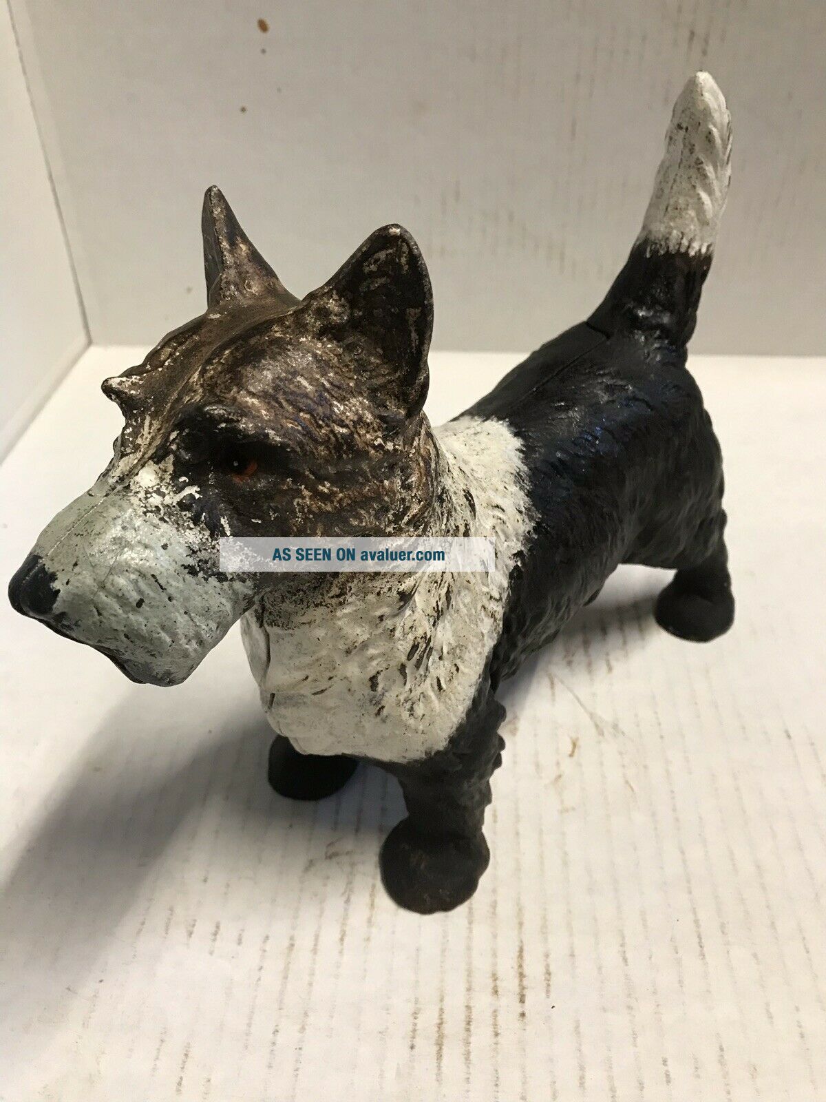 RARE HUBLEY CAST IRON LARGE SCOTTIE DOG TERRIER DOORSTOP VTG STATUE OLD ...