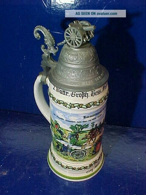 Vintage WWI GERMAN Regimental BEER STEIN Army FIELD ARTILLERY W ...