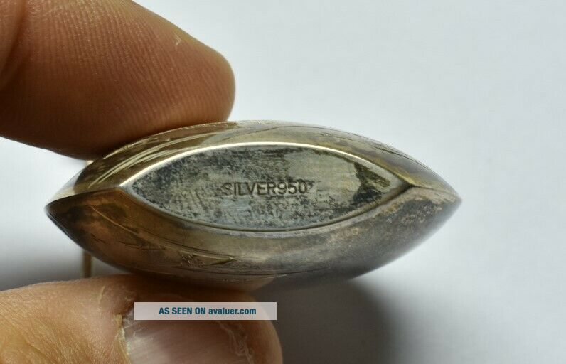 Vintage Japanese Oval. 950 Solid Silver Perfume/Snuff Bottle Marked ...