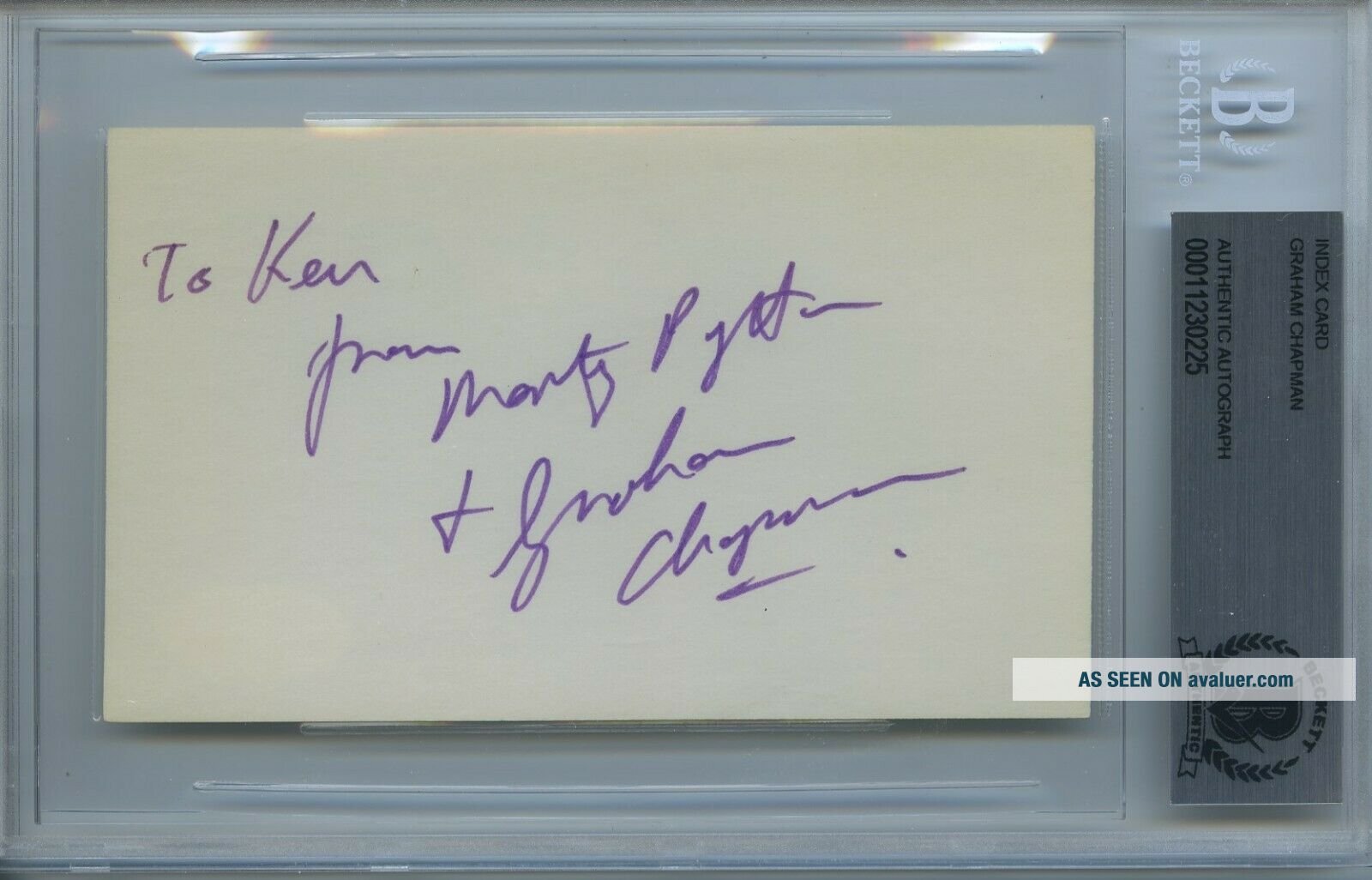GRAHAM CHAPMAN MONTY PYTHON HOLY GRAIL SIGNED INDEX CARD ENCAPSULATED ...
