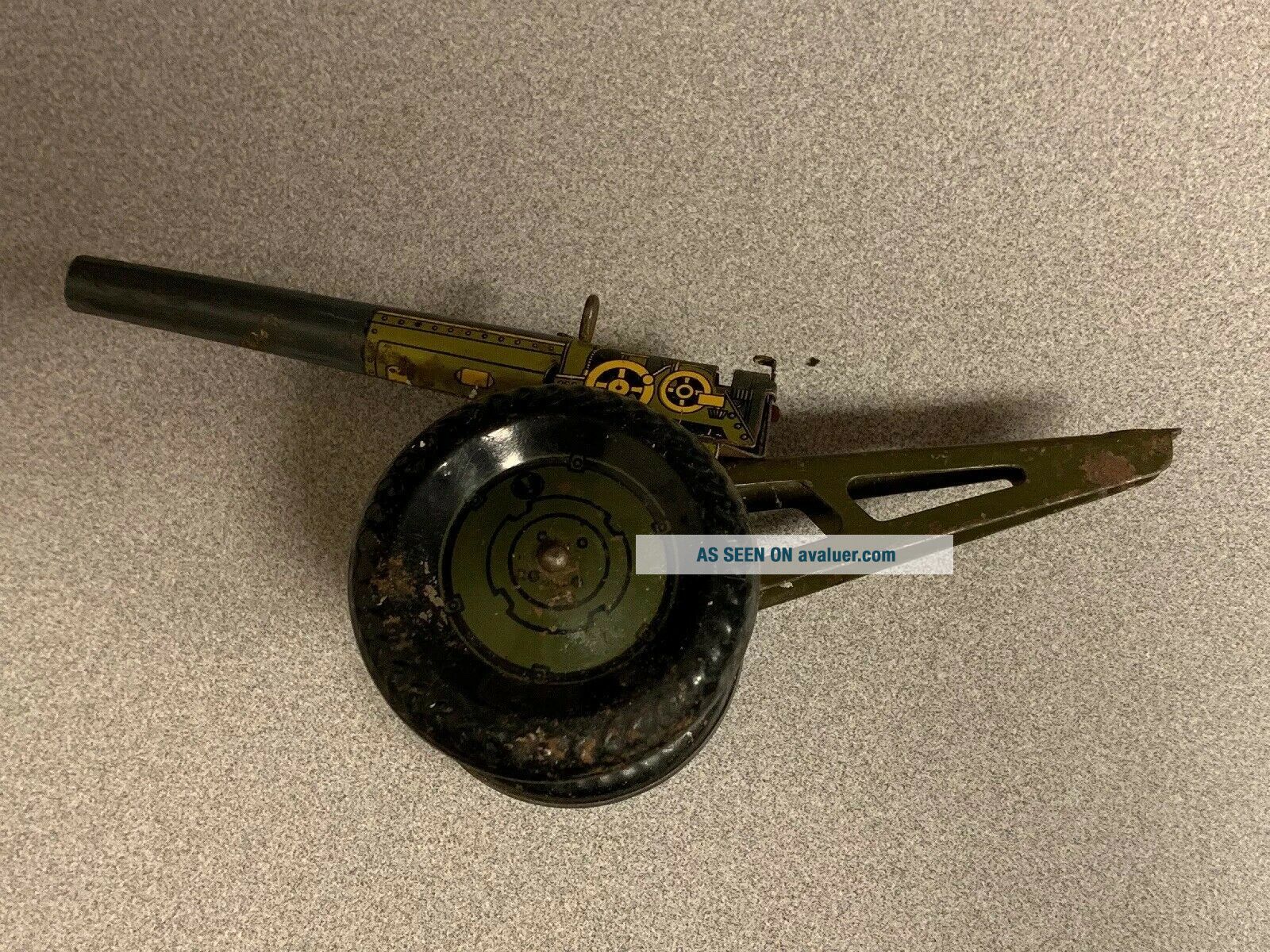 VINTAGE MARX TIN LITHO MILITARY TRANSPORT SPRING LOADED TOY CANNON ...