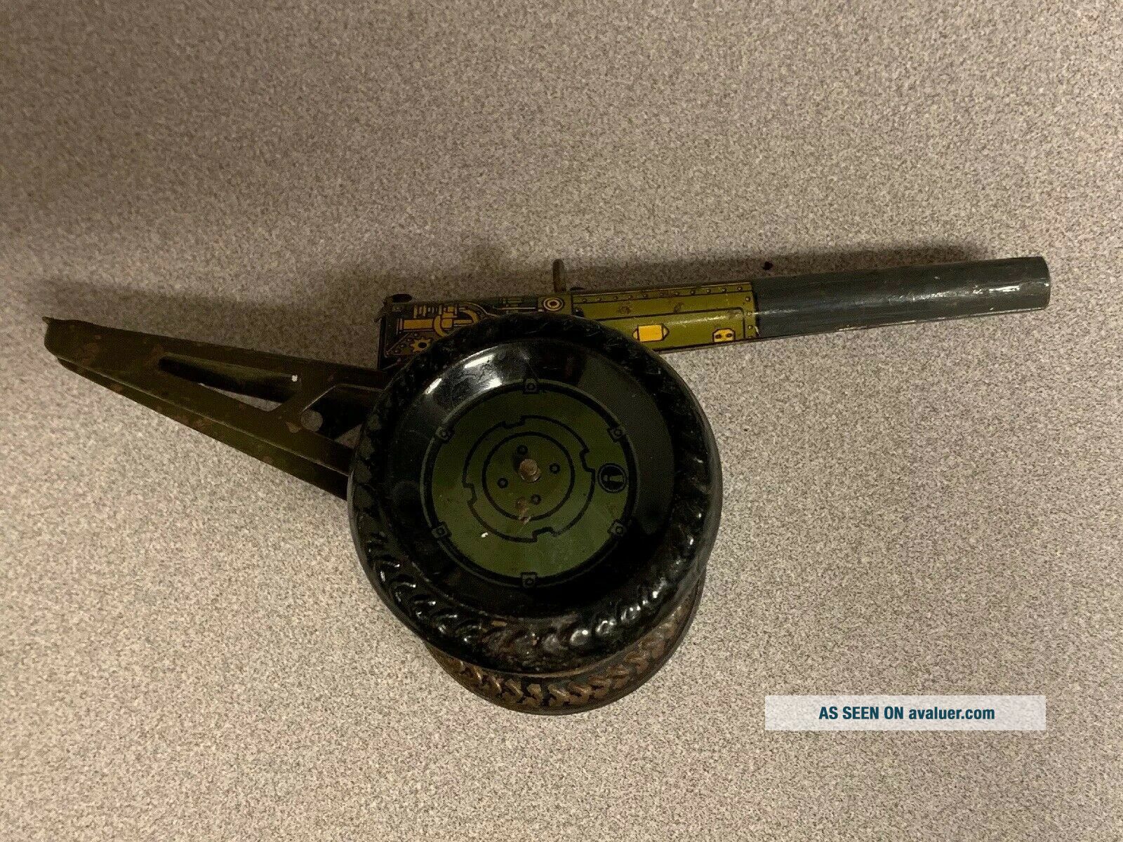 VINTAGE MARX TIN LITHO MILITARY TRANSPORT SPRING LOADED TOY CANNON ...