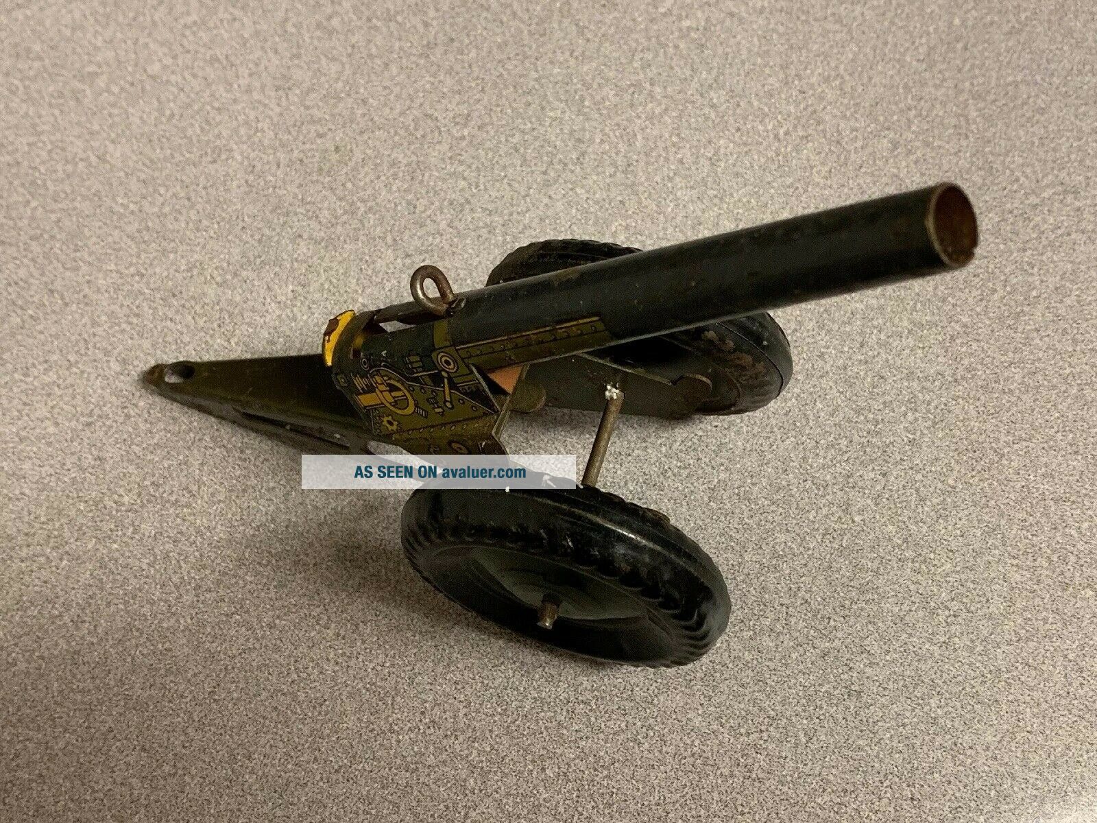 VINTAGE MARX TIN LITHO MILITARY TRANSPORT SPRING LOADED TOY CANNON ...