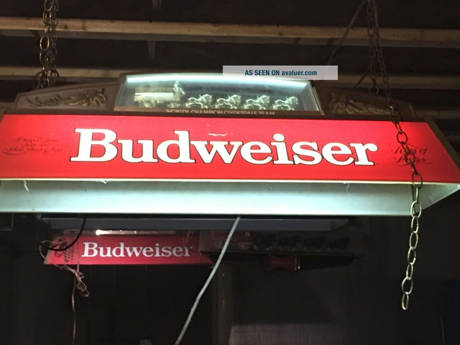 Vintage Budweiser Red Hanging Pool Table Light With Clydesdale Horses ...