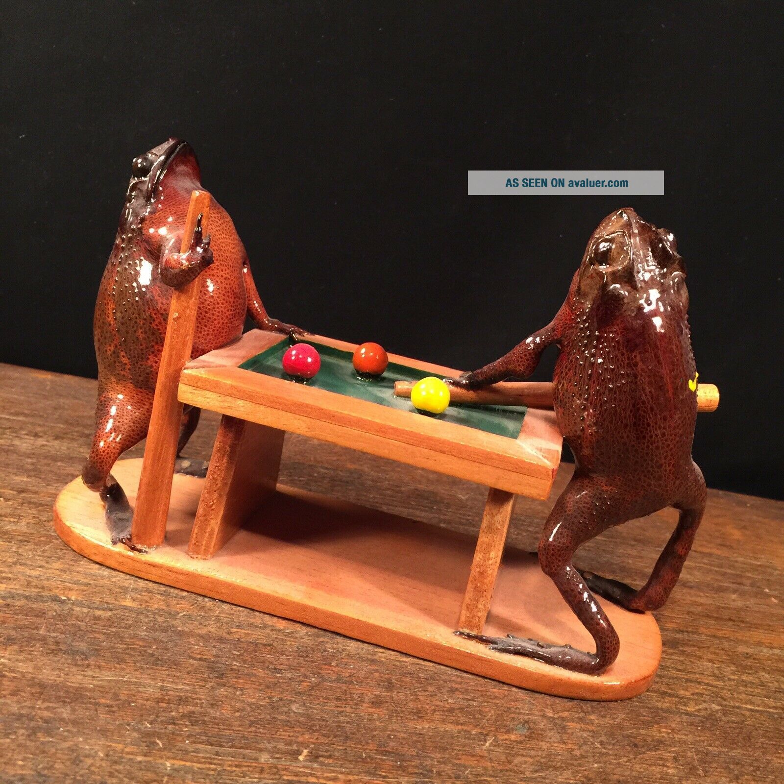 Vintage Toad Frog Taxidermy Figures Playing Pool Billiards PRIORITY ...
