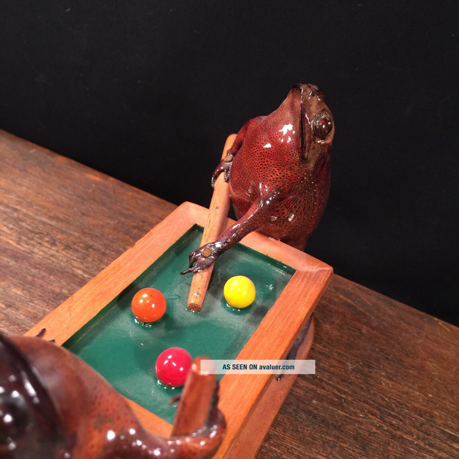Vintage Toad Frog Taxidermy Figures Playing Pool Billiards PRIORITY ...
