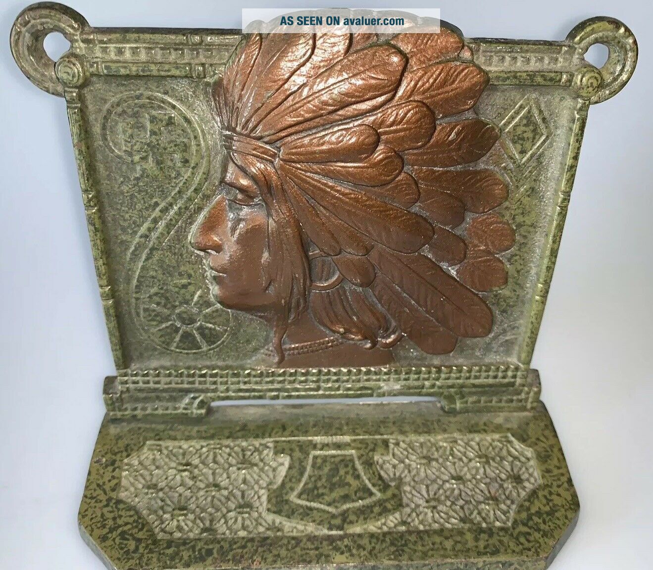Vintage Cast Iron Native American Indian Book Ends | #739227