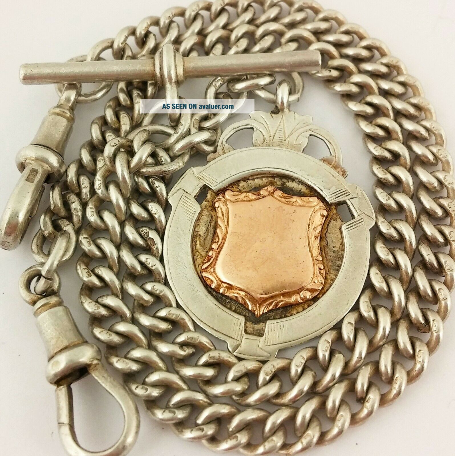 ANTIQUE ENGLISH HALLMARKED SOLID SILVER DOUBLE ALBERT POCKET WATCH ...