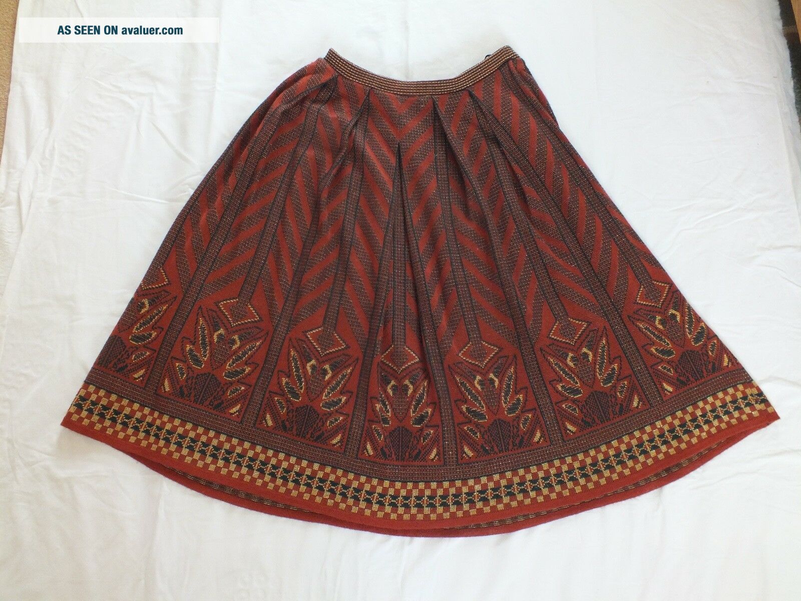 BILL GIBB VINTAGE KNITTED SKIRT UK Size16 Rusty Reds/Greys/Black/Gold ...