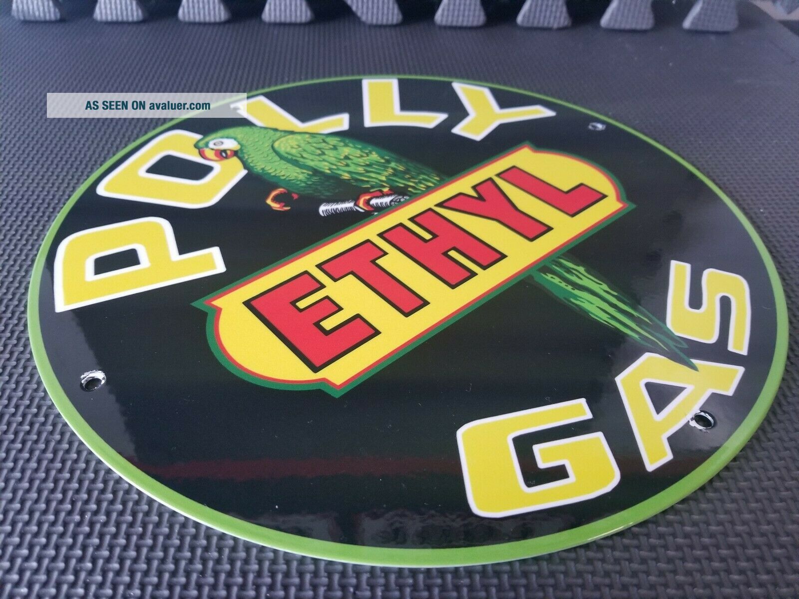 VINTAGE POLLY ETHYL GASOLINE PORCELAIN ENAMEL SIGN 12 " GAS OIL PUMP ...