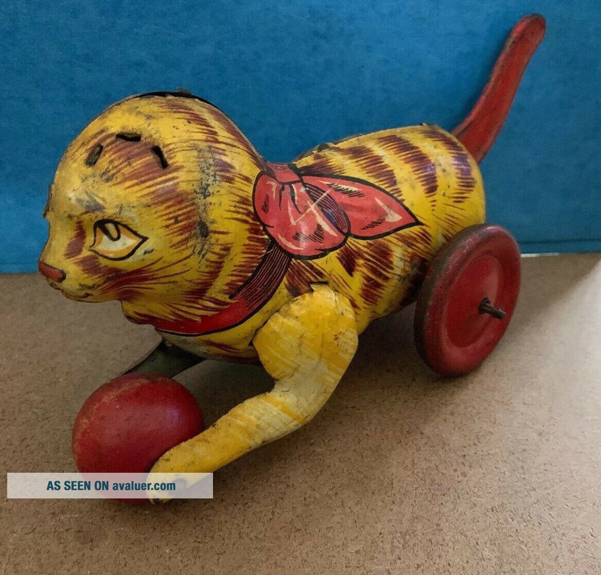 VINTAGE TIN CAT BY MAR TOYS WIND UP TOY 1940 ' S Antique York Ny | #762268