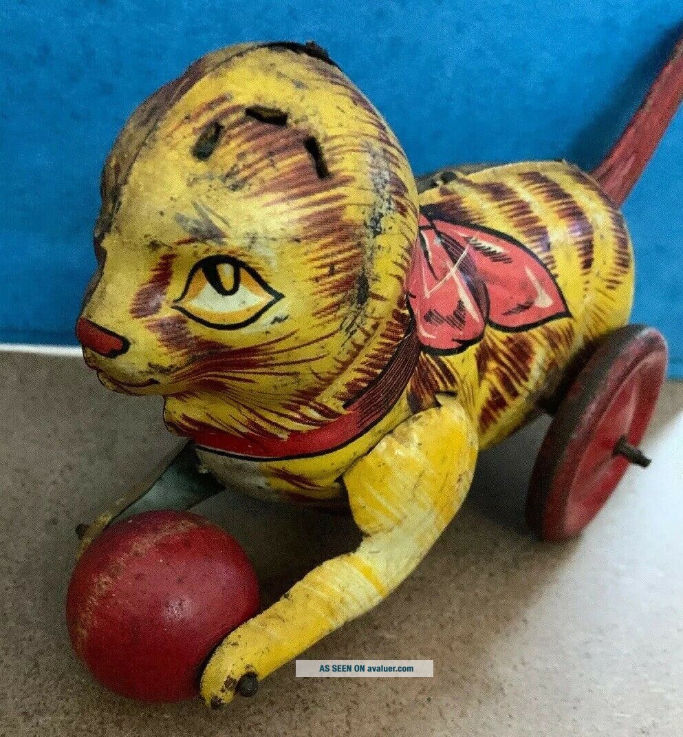 VINTAGE TIN CAT BY MAR TOYS WIND UP TOY 1940 ' S Antique York Ny | #762268