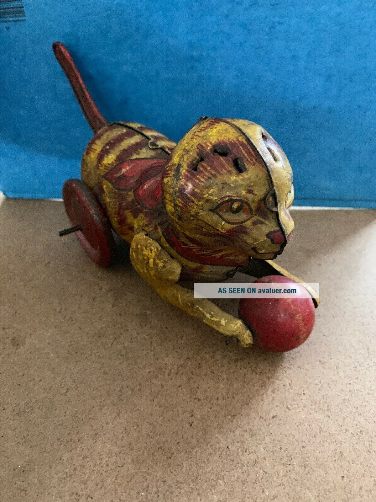 VINTAGE TIN CAT BY MAR TOYS WIND UP TOY 1940 ' S Antique York Ny | #762268