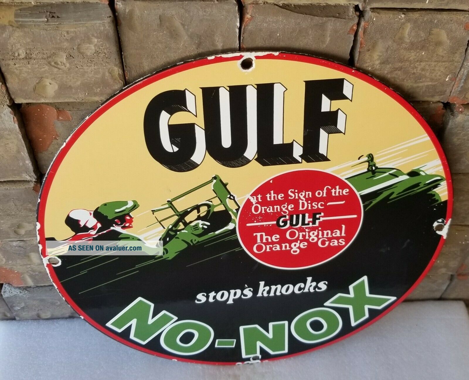 VINTAGE GULF GASOLINE PORCELAIN GAS MOTOR OIL SERVICE STATION PUMP ...