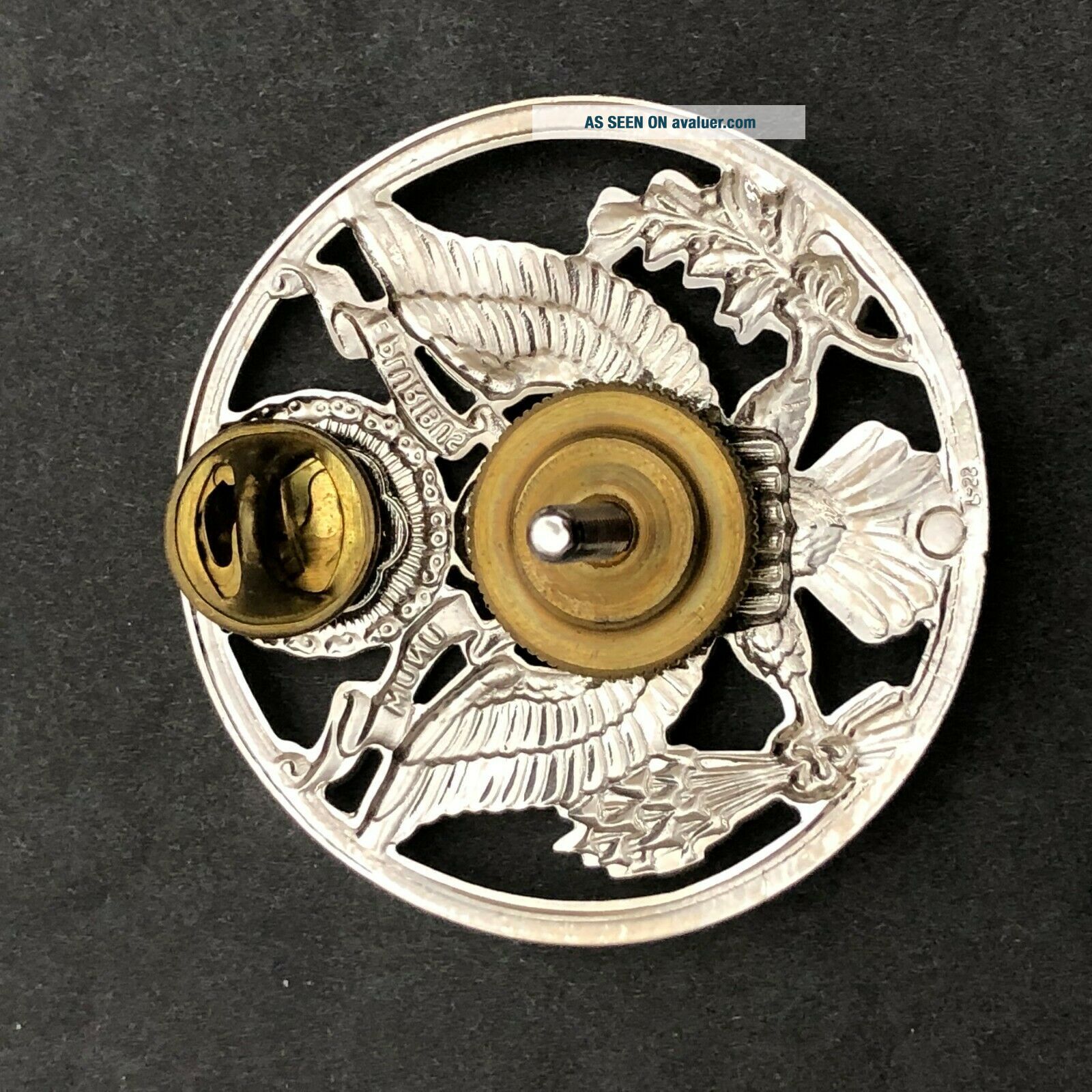 E Pluribus Unum Hat Badge Screw Back Pin US Military Eagle Crest ...