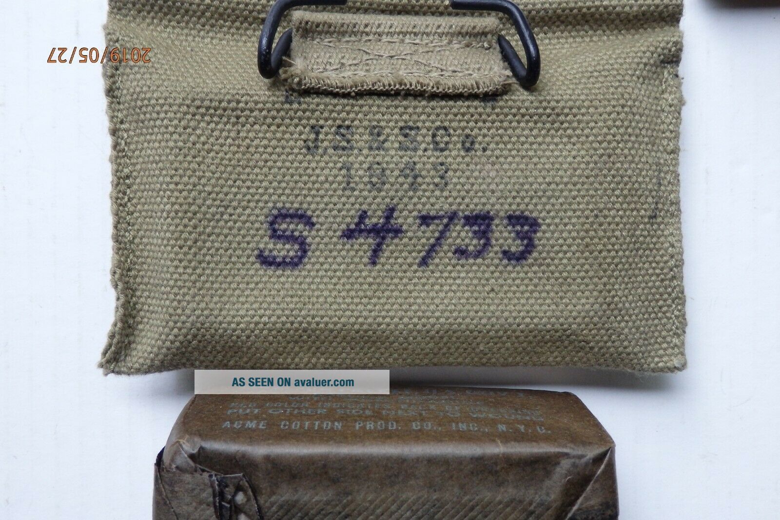 WWII US Army 1943 First Aid Canvas Pouch & Carlisle Packet Ex | #835937