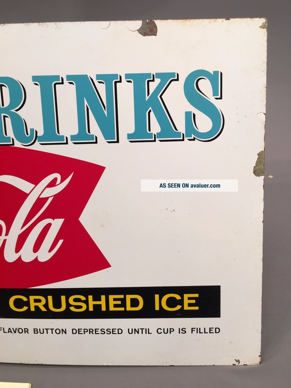1959 Vintage Cold Drinks Drink Coca Cola With Crushed Ice Metal Sign ...
