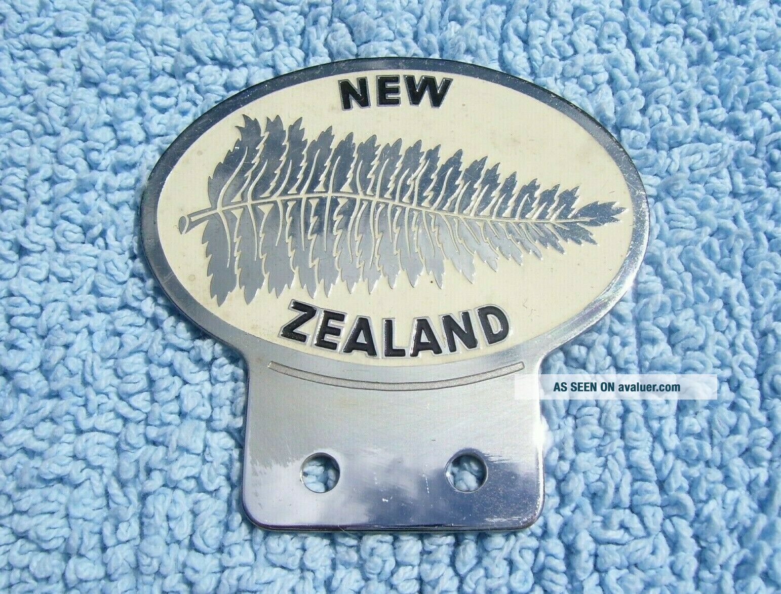 VINTAGE 1960s ZEALAND SILVER FERN LEAF CAR BADGE - NZ KIWIS AUTO BUMPER ...