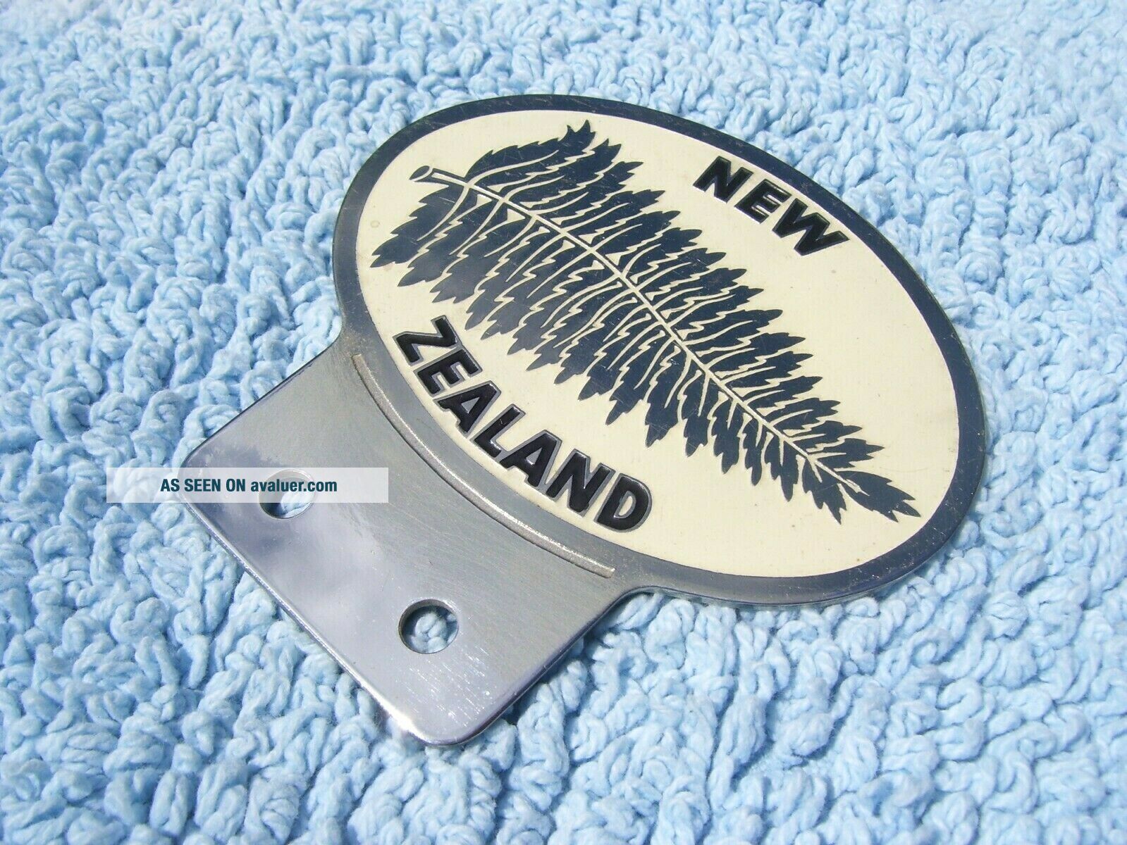 VINTAGE 1960s ZEALAND SILVER FERN LEAF CAR BADGE - NZ KIWIS AUTO BUMPER ...