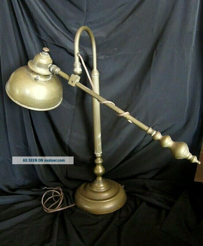 VINTAGE UNIQUE HEAVY BRASS INDUSTRIAL DESK LAMP STAMP CITY OF LOS ...