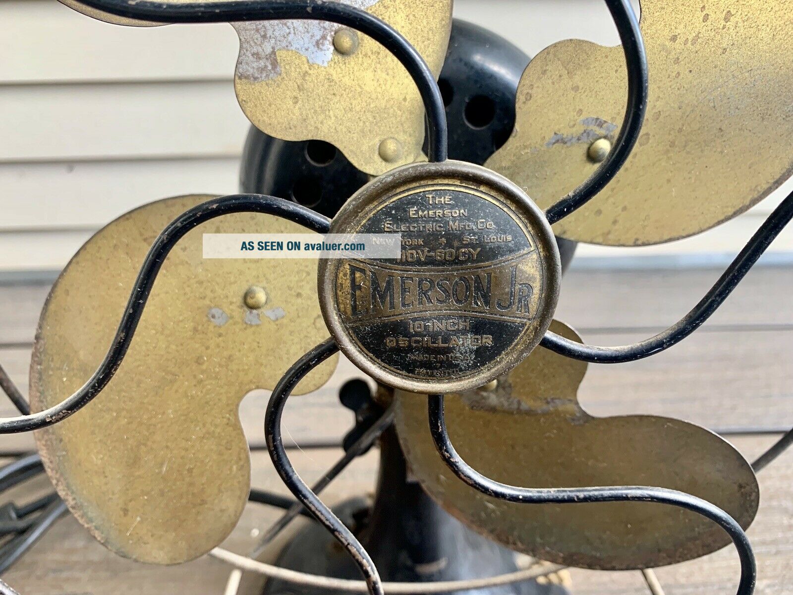 Vtg EMERSON JR 10” Oscillator ELECTRIC FAN Brass Blade | #858605