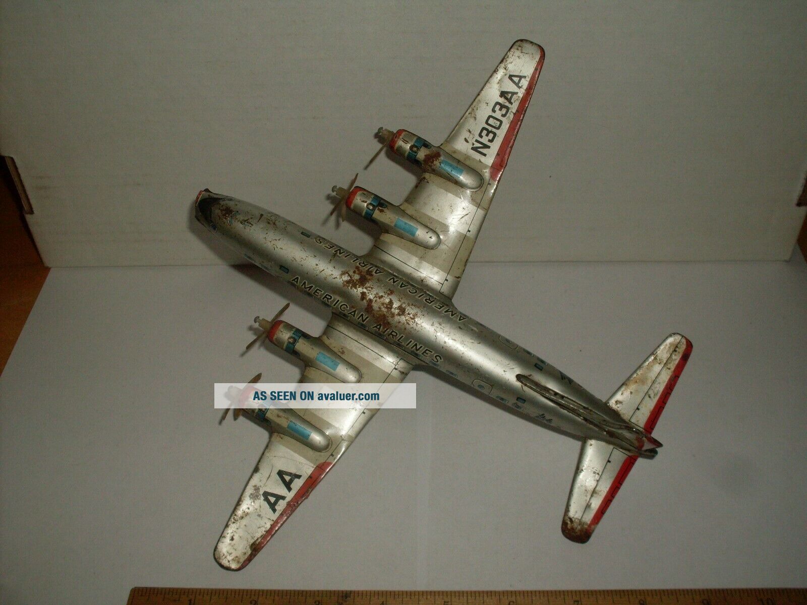 American Airlines AA Tin Toy Airplane DC7 Japan Vintage | #866238