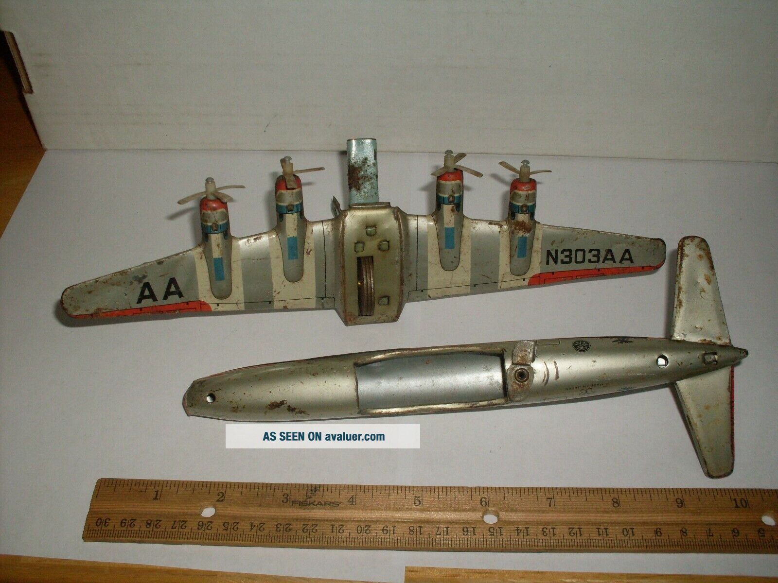 American Airlines AA Tin Toy Airplane DC7 Japan Vintage | #866238
