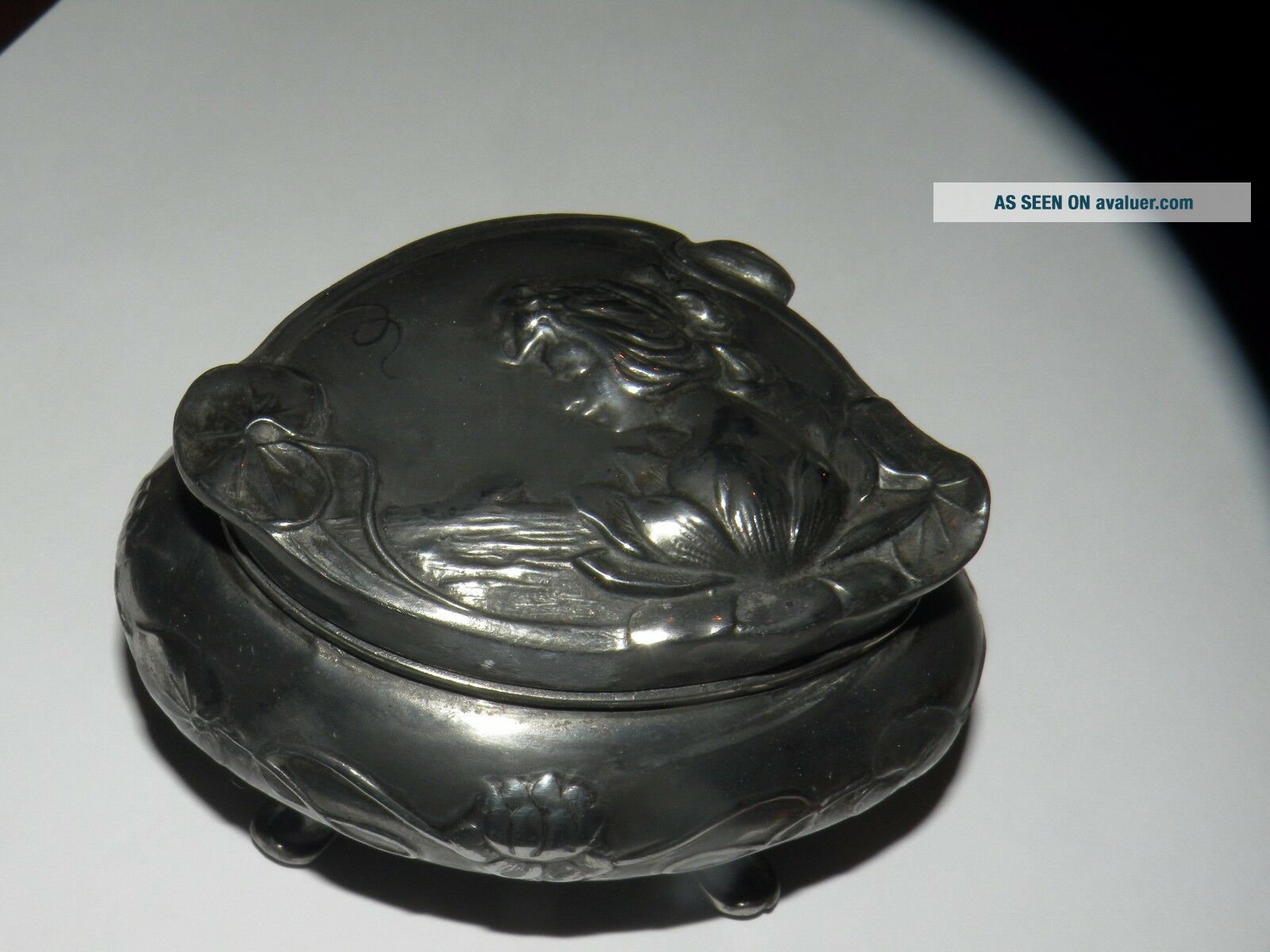 ANTIQUE ART NOUVEAU BENEDICT SILVERPLATE SILVER PLATE JEWELRY BOX Woman ...