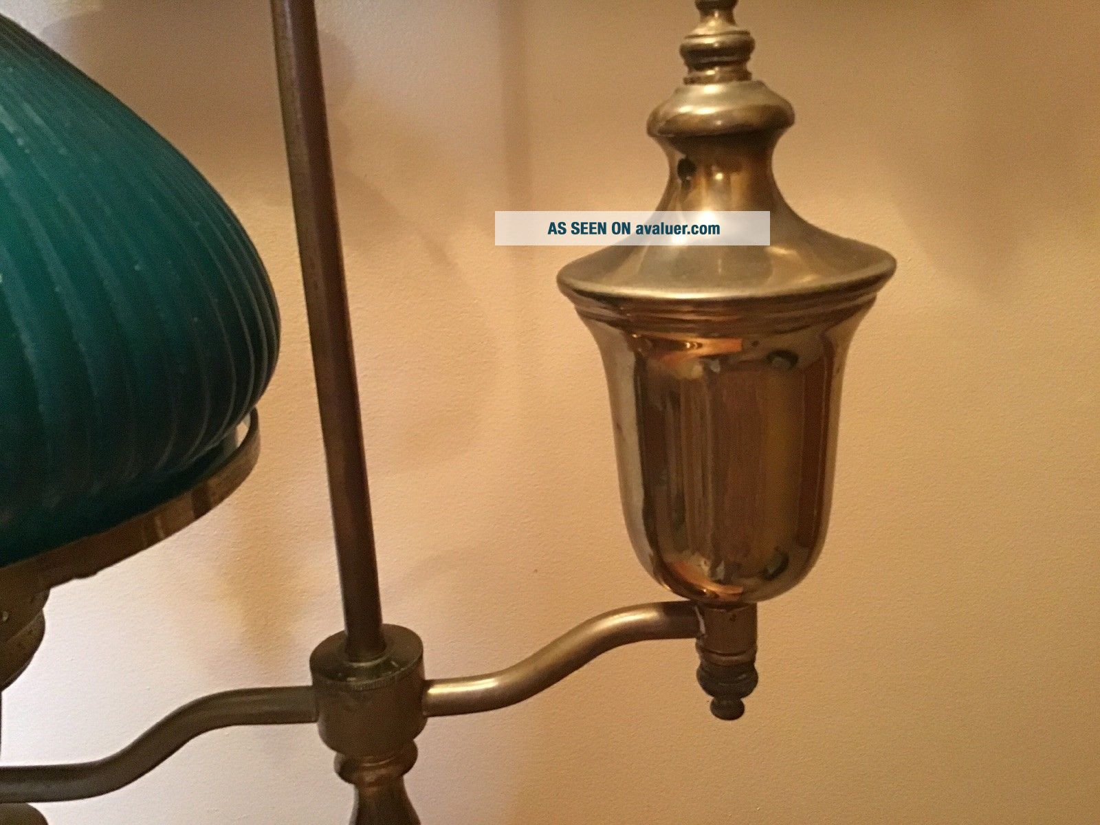 Vintage 22 1/2” Brass Student Library Electric Green Shade Table Lamp ...