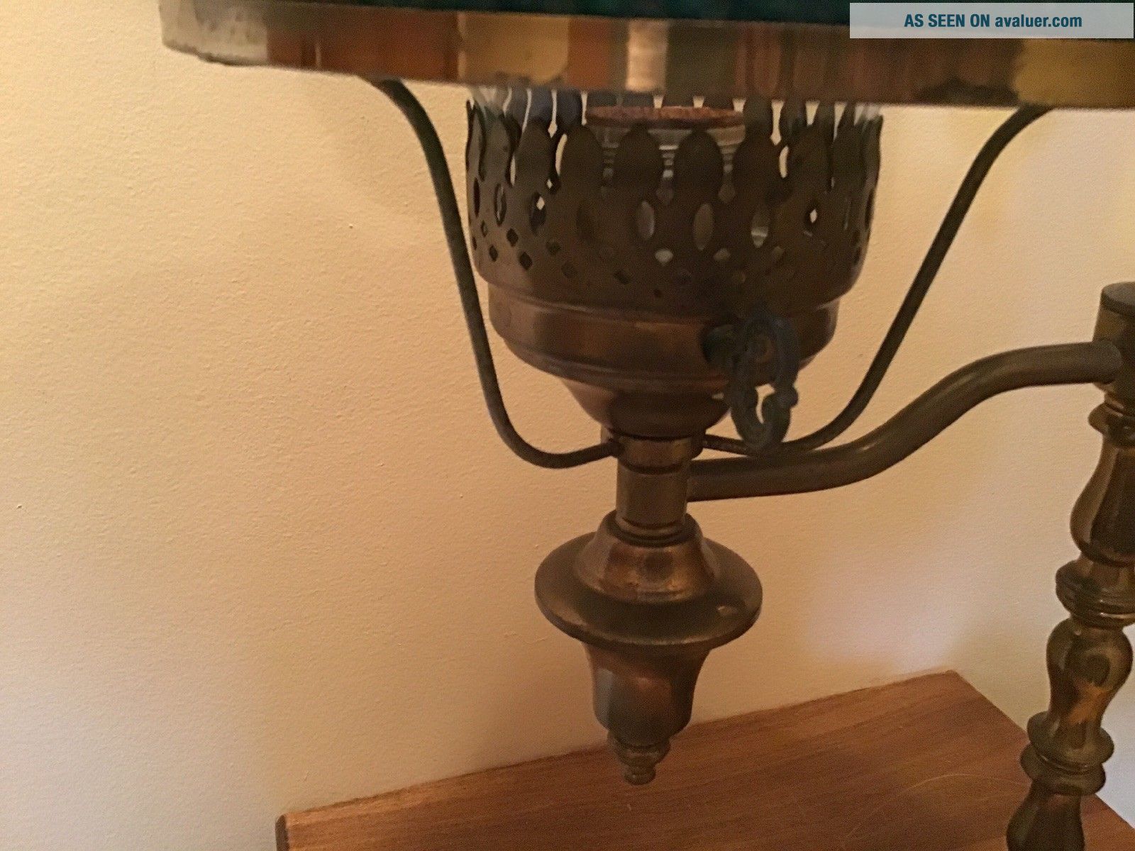 Vintage 22 1/2” Brass Student Library Electric Green Shade Table Lamp ...