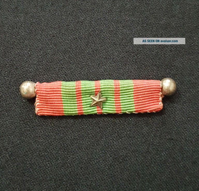 WW2 French Medal War Cross Ribbon Bar 1939 1945 Bronze Star With Mount ...