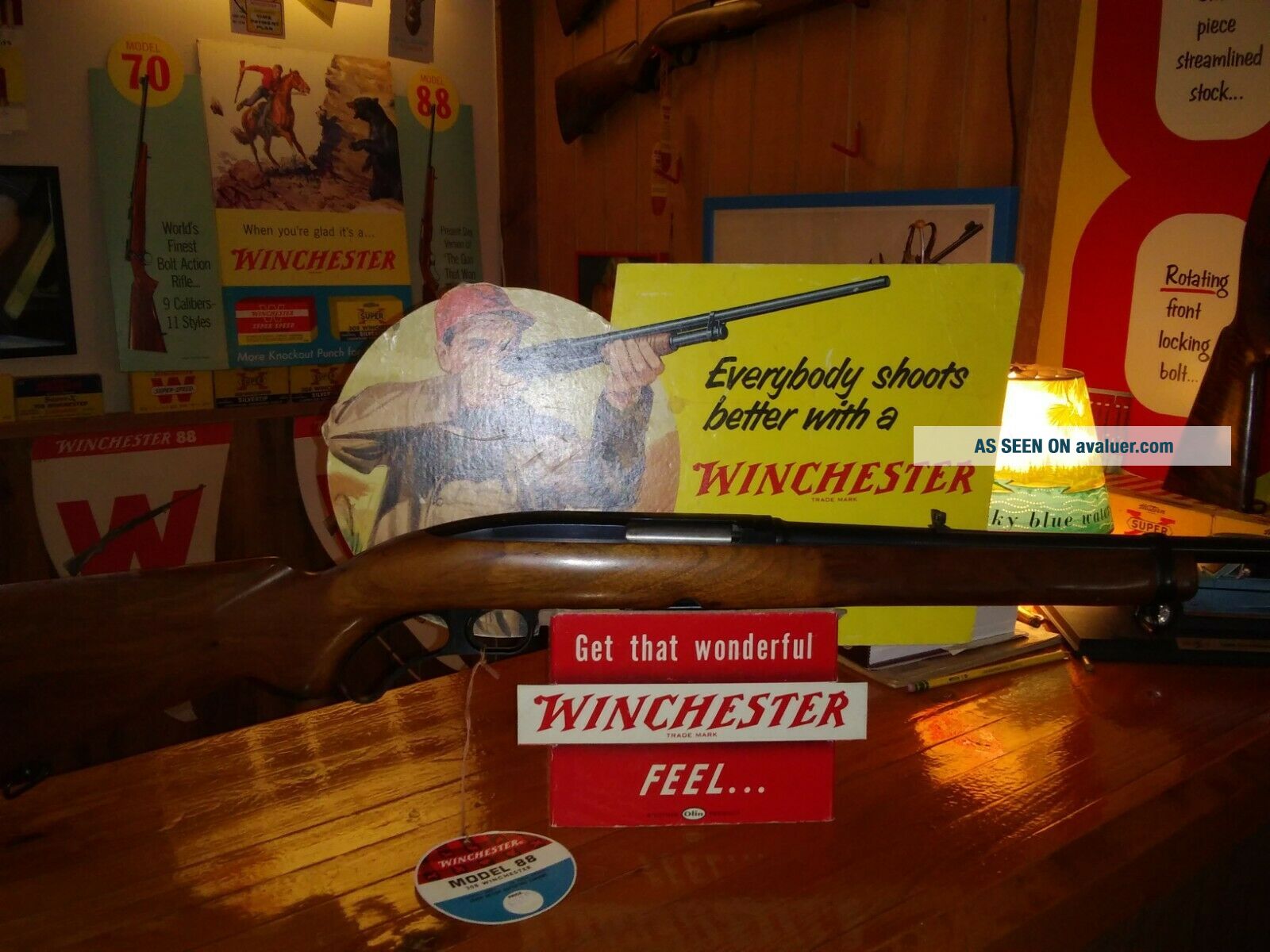 1953 Winchester Die Cut Store Counter Pop Out Display Holds Rifle | #883969