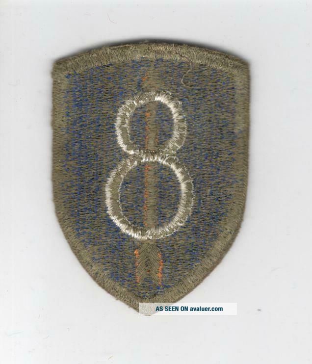 WW 2 US Army 8th Infantry Division OD Border Greenback Patch Inv C774 ...
