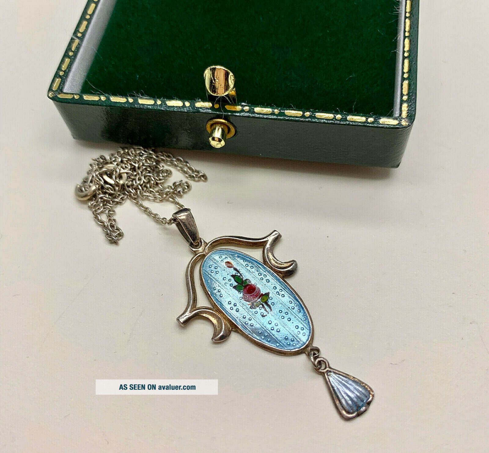 STERLING SILVER CHARLES HORNER ENAMEL ART NOUVEAU PENDANT | #897195