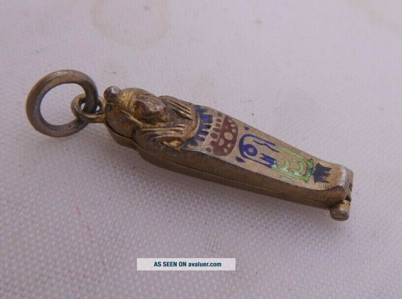 Fine Silver Rare Art Deco Miniature Enamel Egyptian Revival Opening ...