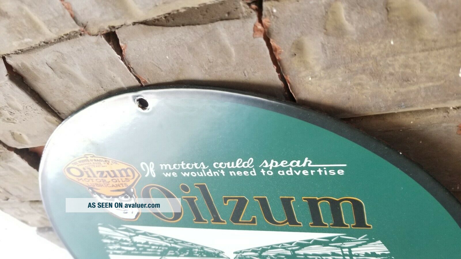 VINTAGE OILZUM MOTOR OILS PORCELAIN GASOLINE SERVICE STATION PUMP PLATE ...