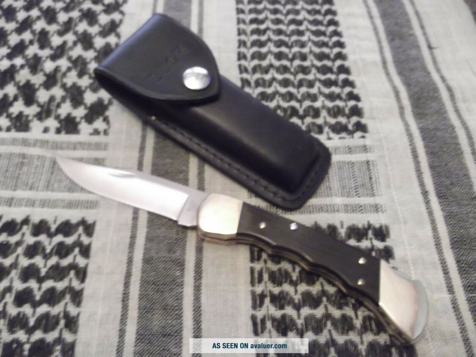 Rare Vintage Buck 110 4 Dot Finger Groove Lockblade Pocket Knife Sheath ...