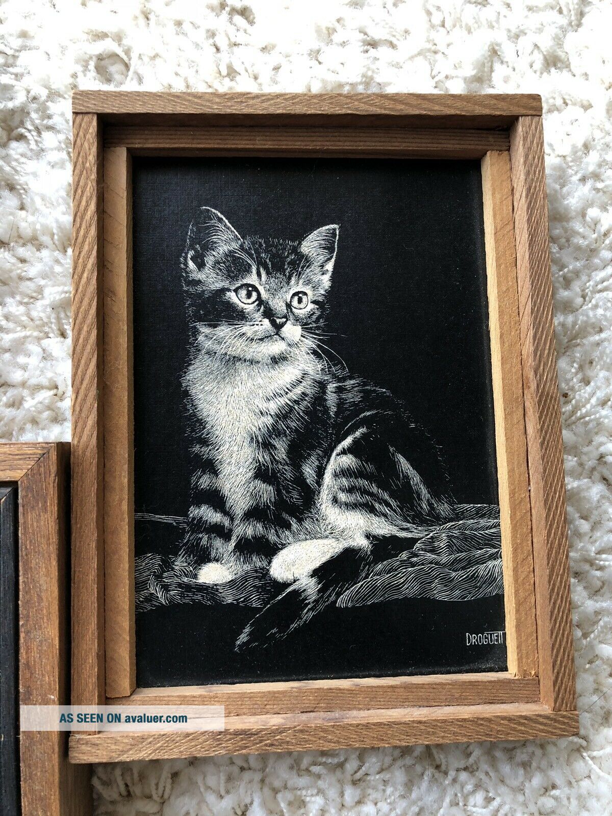 Vintage Rudy Droguett Framed And Signed Cat Prints, 1970s | #930035
